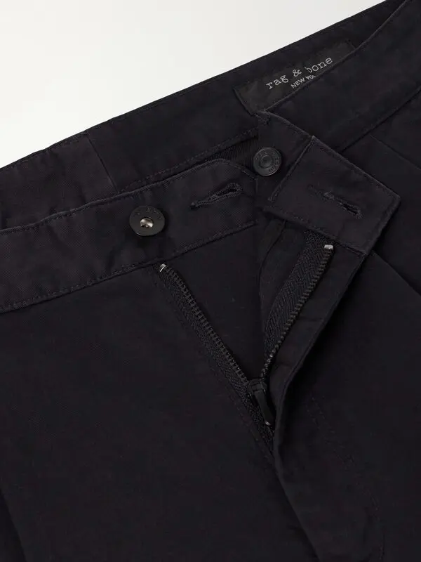 Rag & Bone Wide-leg Pleated Stretch Cotton-twill Trousers