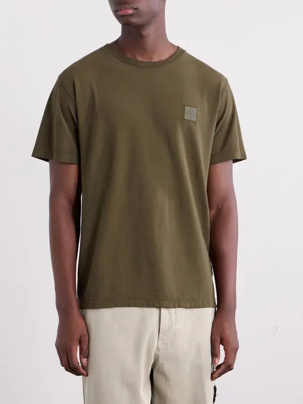 Stone Island Ghost Logo-appliquéd Cotton-jersey T-shirt - Green