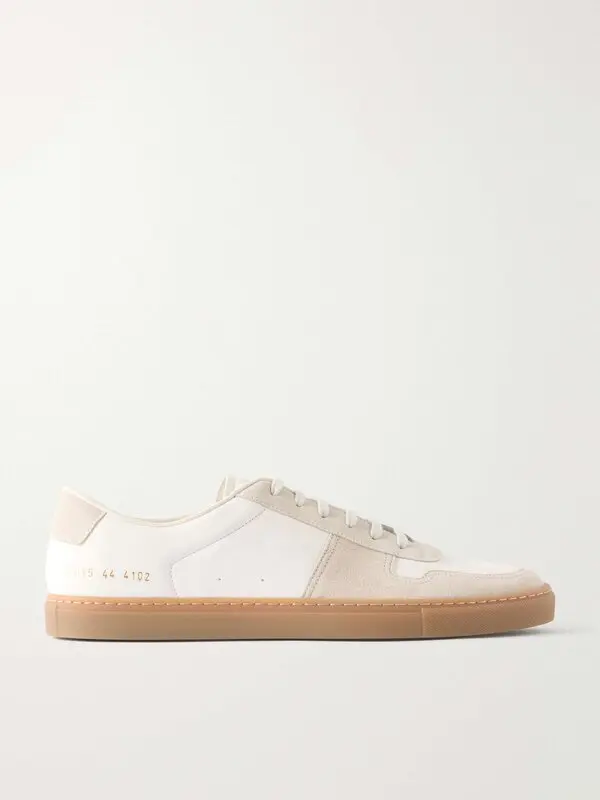COMMON PROJECTS Bball Duo Suede-trimmed Leather Sneakers - White