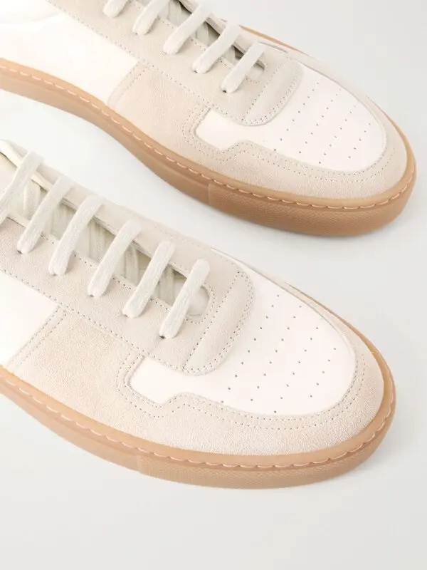 COMMON PROJECTS Bball Duo Suede-trimmed Leather Sneakers