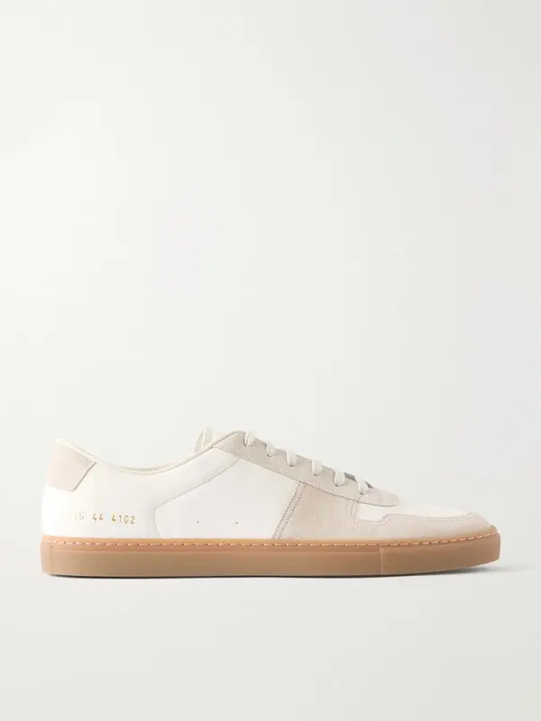 COMMON PROJECTS Bball Duo Suede-trimmed Leather Sneakers - White