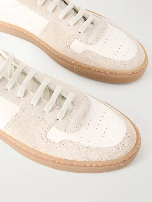 COMMON PROJECTS Bball Duo Suede-trimmed Leather Sneakers - White