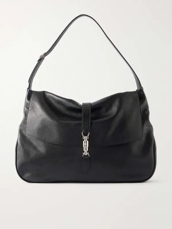 Gucci Jackie Flap Full-grained Leather Messenger Bag