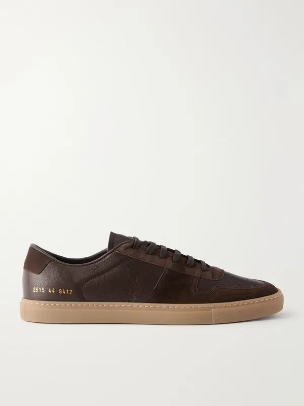 COMMON PROJECTS Bball Duo Suede-trimmed Leather Sneakers - Brown
