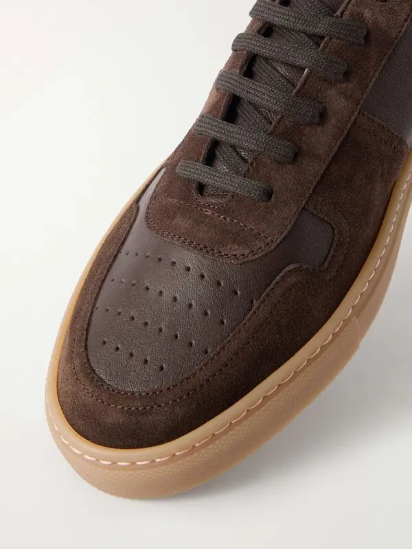 COMMON PROJECTS Bball Duo Suede-trimmed Leather Sneakers