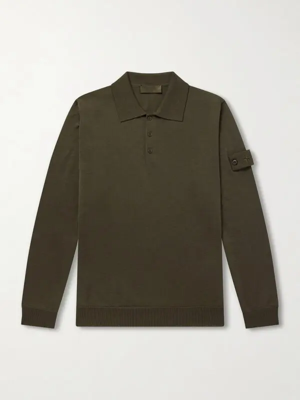 Stone Island Ghost Virgin Wool Polo Shirt - Green