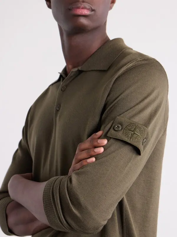 Stone Island Ghost Virgin Wool Polo Shirt - Green