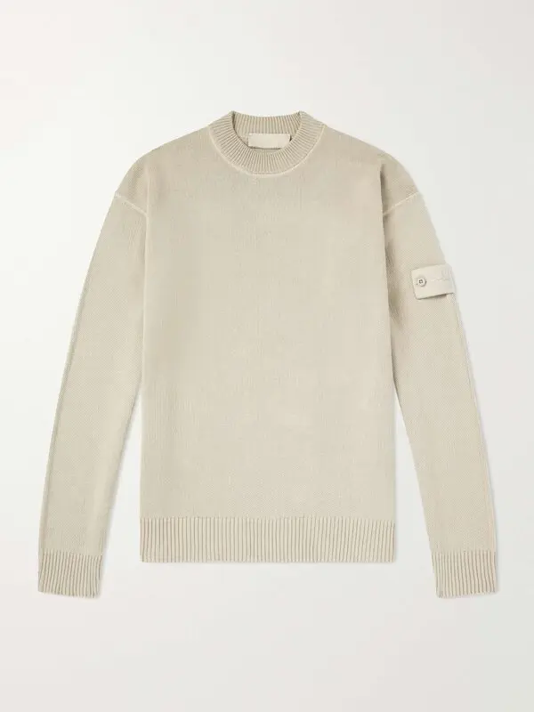 Stone Island Ghost Logo-appliquéd Cotton And Cashmere-blend Sweater