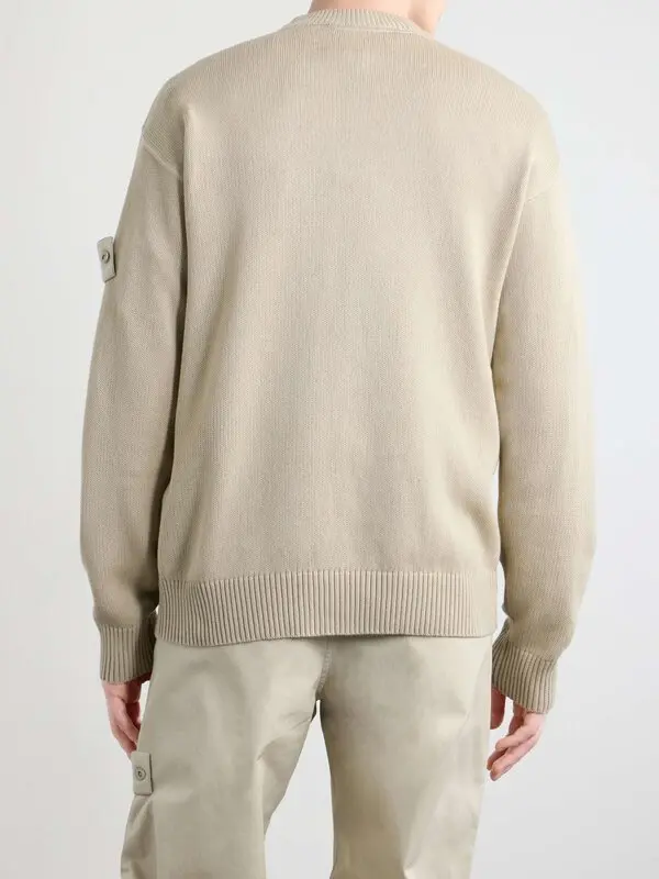Stone Island Ghost Logo-appliquéd Cotton And Cashmere-blend Sweater