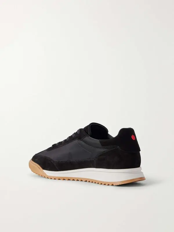 Kiton Logo-embroidered Suede-trimmed Stretch-knit Sneakers