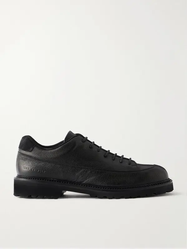 COMMON PROJECTS Hiker Low Suede-trimmed Full-grain Leather Hiking Boots - Black