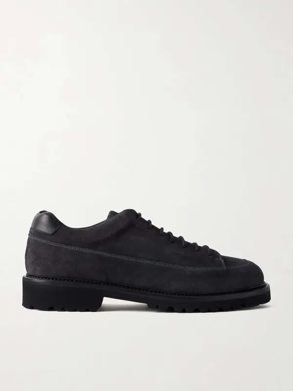 COMMON PROJECTS Leather-trimmed Suede Hiking Boots - Dark Gray