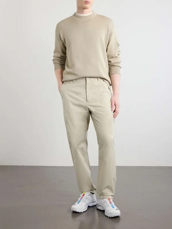 Stone Island Ghost Straight-leg Logo-appliquéd Cotton-canvas Chinos