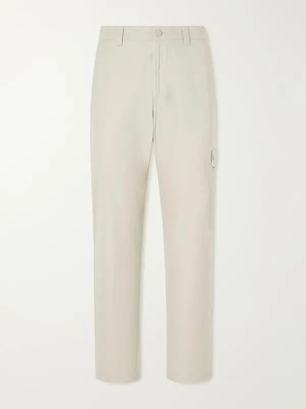 Stone Island Ghost Straight-leg Logo-appliquéd Cotton-canvas Chinos - Neutrals