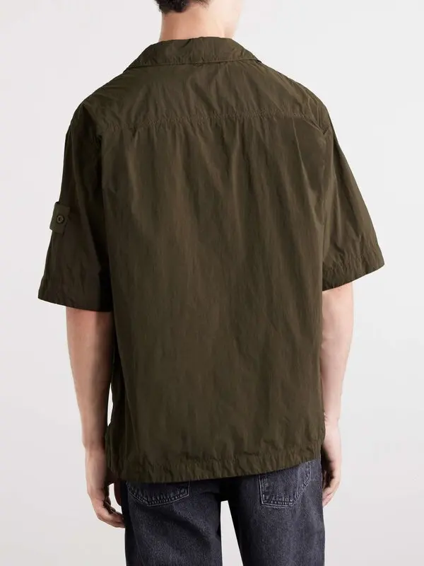 Stone Island Logo-appliquéd Garment-dyed Shell Shirt