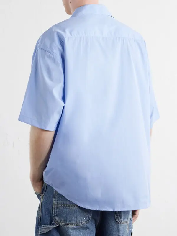 AMI Paris Logo-embroidered Cotton-poplin Shirt