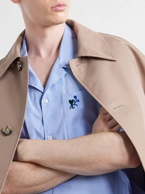 AMI Paris Logo-embroidered Cotton-poplin Shirt