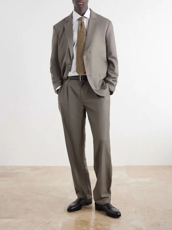De Bonne Facture Virgin Wool Pleated Straight-leg Trousers