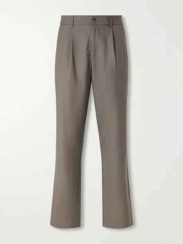De Bonne Facture Virgin Wool Pleated Straight-leg Trousers - Green