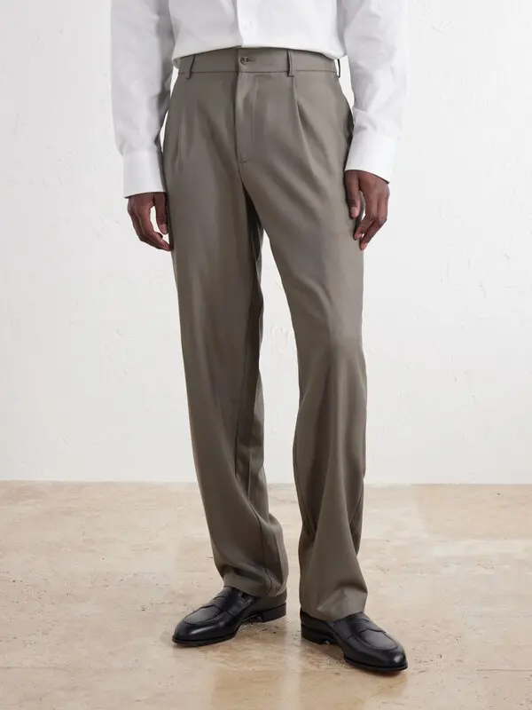 De Bonne Facture Virgin Wool Pleated Straight-leg Trousers