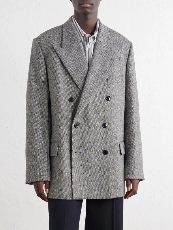 Dries Van Noten Double-breasted Wool Blazer - Gray