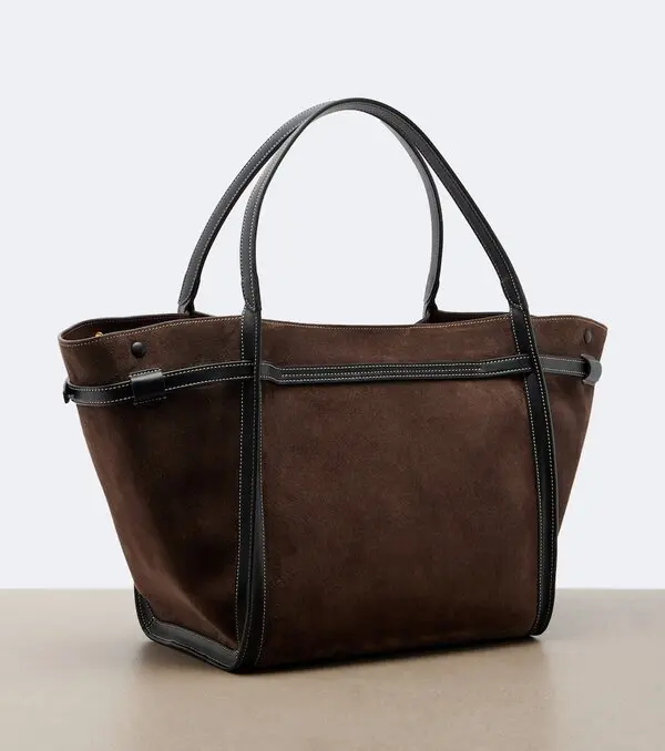 TOD'S T Timeless Medium Suede Tote Bag - Brown