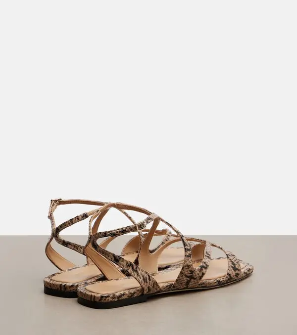 JIMMY CHOO Ayla Snake-effect Leather Sandals