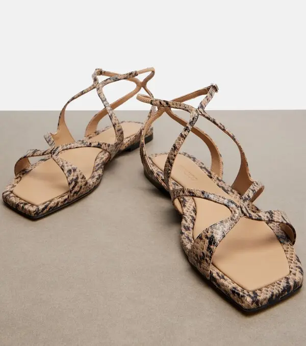JIMMY CHOO Ayla Snake-effect Leather Sandals
