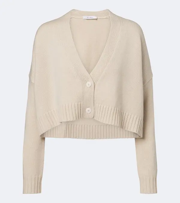 Max Mara Cropped Wool And Cashmere Cardigan - Beige