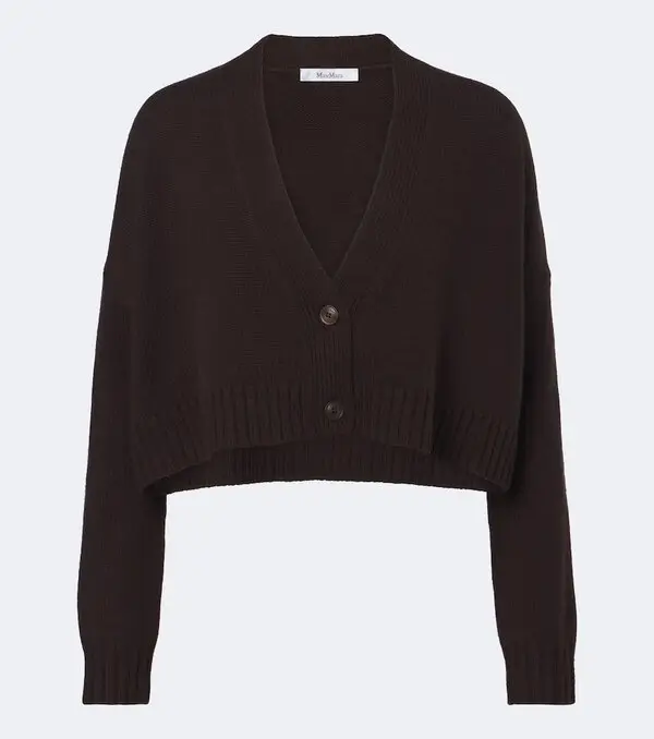 Max Mara Cropped Wool And Cashmere Cardigan - Brown