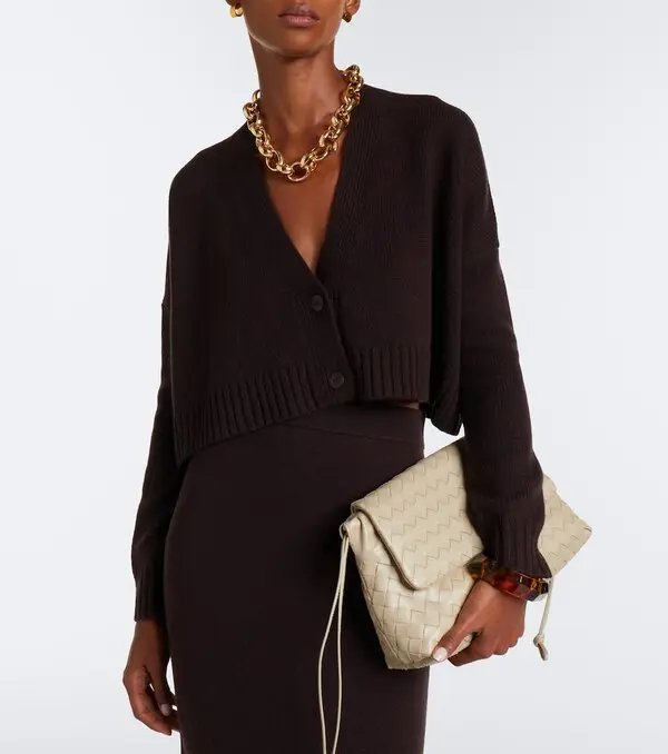 Max Mara Cropped Wool And Cashmere Cardigan - Brown