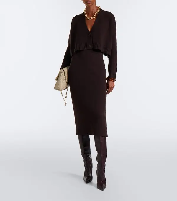 Max Mara Cropped Wool And Cashmere Cardigan - Brown