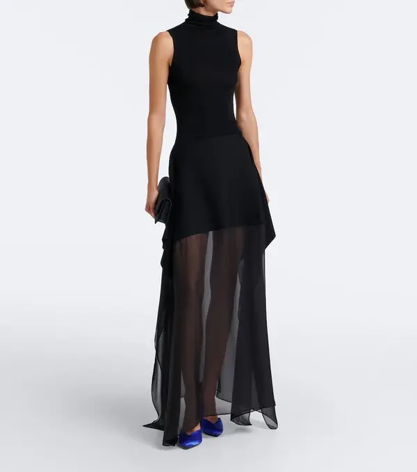 Sportmax Silk-trimmed Knitted Maxi Skirt