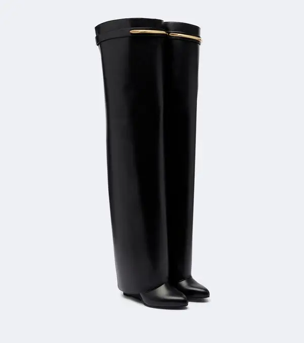 Givenchy Shark Pinch Leather Over-the-knee Boots - Black