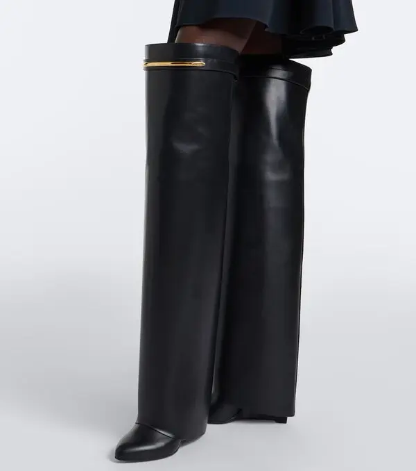 Givenchy Shark Pinch Leather Over-the-knee Boots - Black