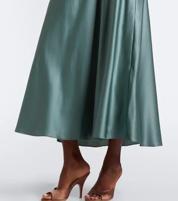 DÔEN Fiona Lace-trimmed Silk Satin Slip Dress - Green