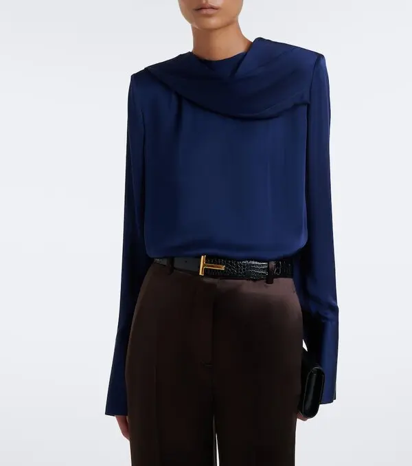 TOM FORD Silk Georgette Draped Blouse
