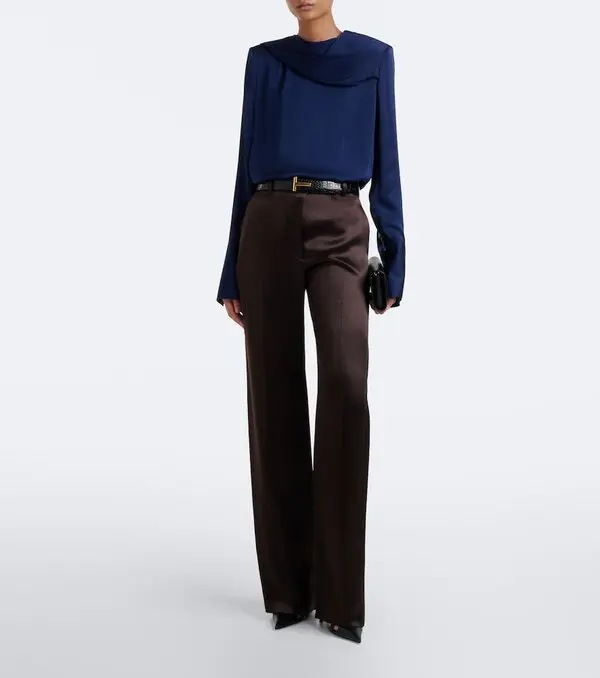 TOM FORD Silk Georgette Draped Blouse