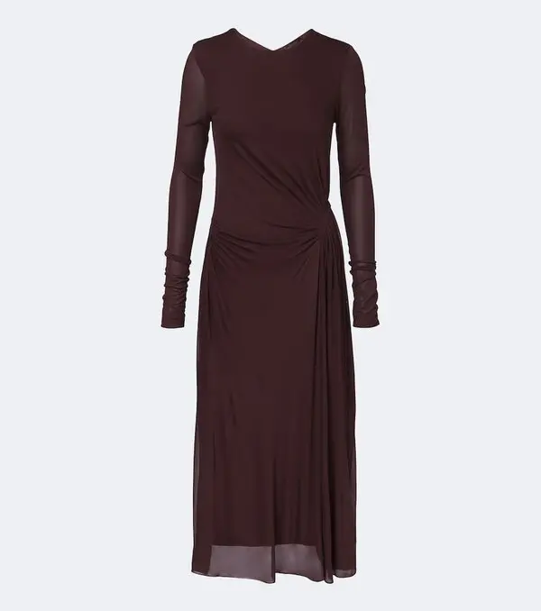 Max Mara Gathered Crêpe Jersey Midi Dress - Brown