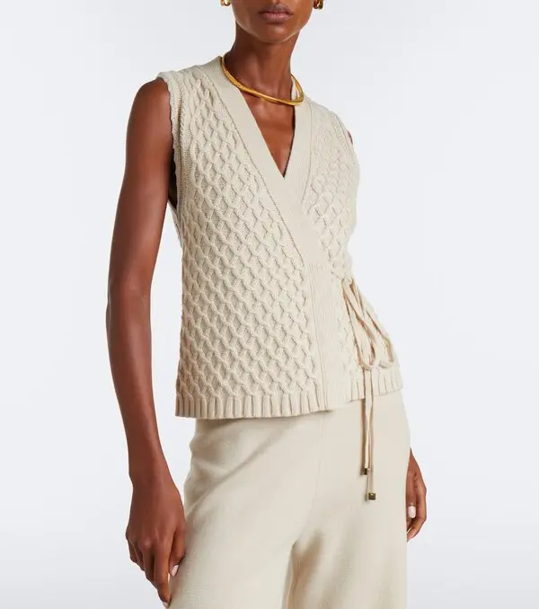 Max Mara Wool And Cashmere Wrap Cardigan - Beige