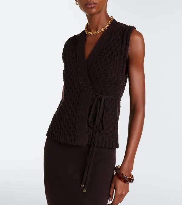 Max Mara Wool And Cashmere Wrap Cardigan - Brown