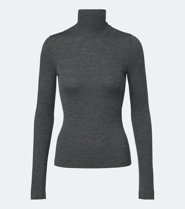Max Mara Ribbed-knit Virgin Wool Sweater - Grey