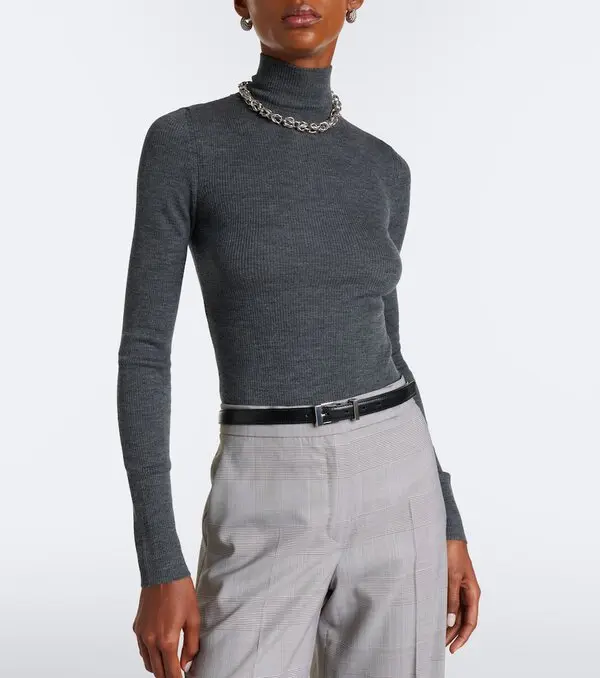 Max Mara Ribbed-knit Virgin Wool Sweater - Grey