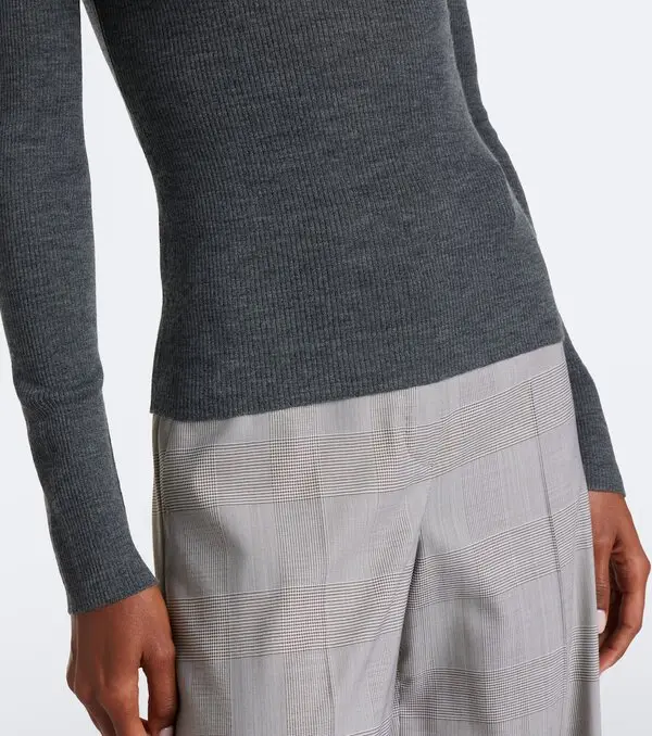 Max Mara Ribbed-knit Virgin Wool Sweater - Grey