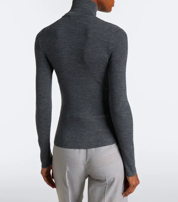 Max Mara Ribbed-knit Virgin Wool Sweater - Grey