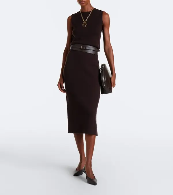 Max Mara Wool And Cashmere Midi Skirt - Brown