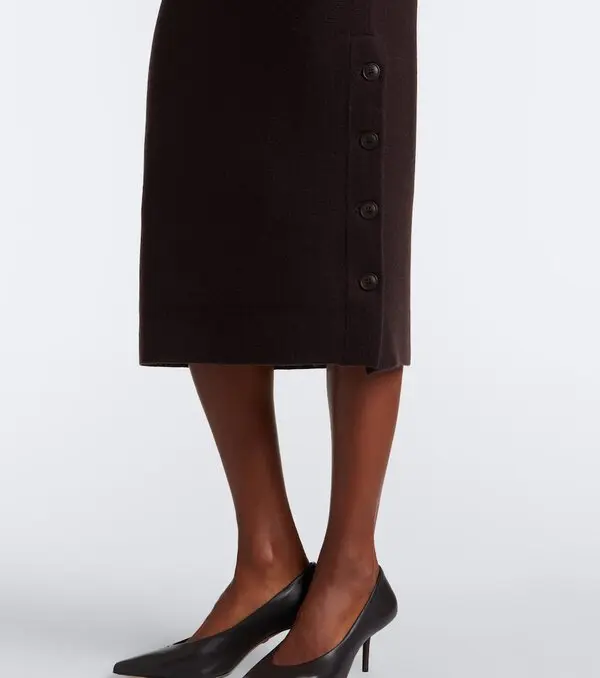 Max Mara Wool And Cashmere Midi Skirt - Brown