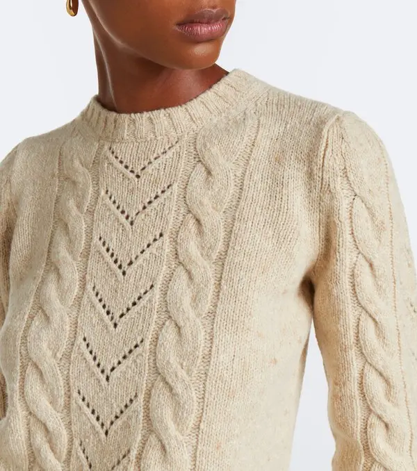 Max Mara Cable-knit Wool And Cashmere-blend Sweater - Beige