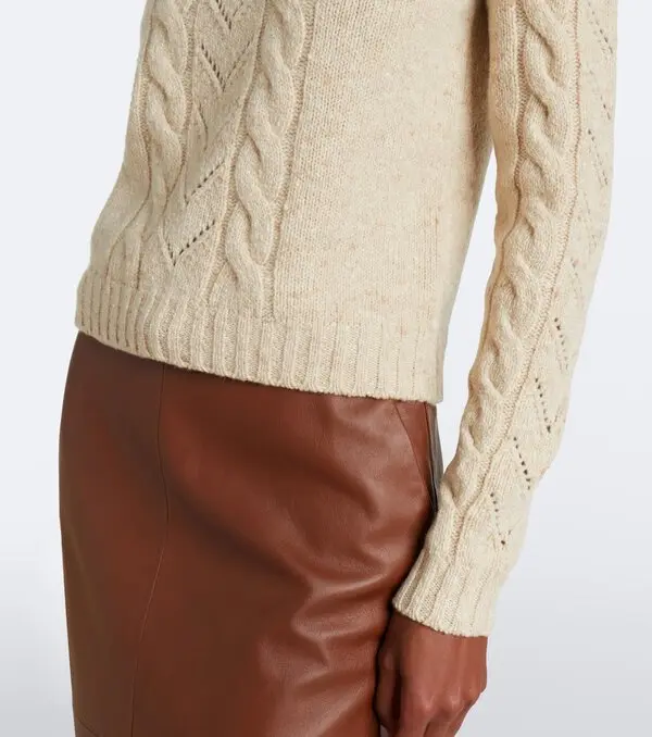Max Mara Cable-knit Wool And Cashmere-blend Sweater - Beige