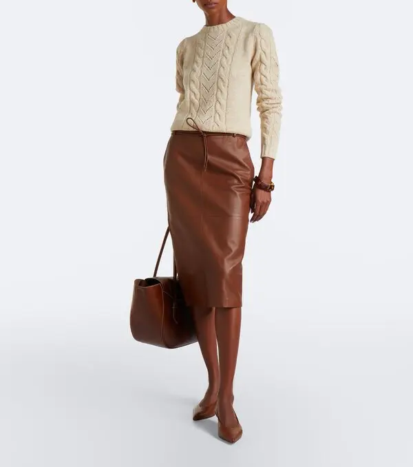 Max Mara Cable-knit Wool And Cashmere-blend Sweater - Beige
